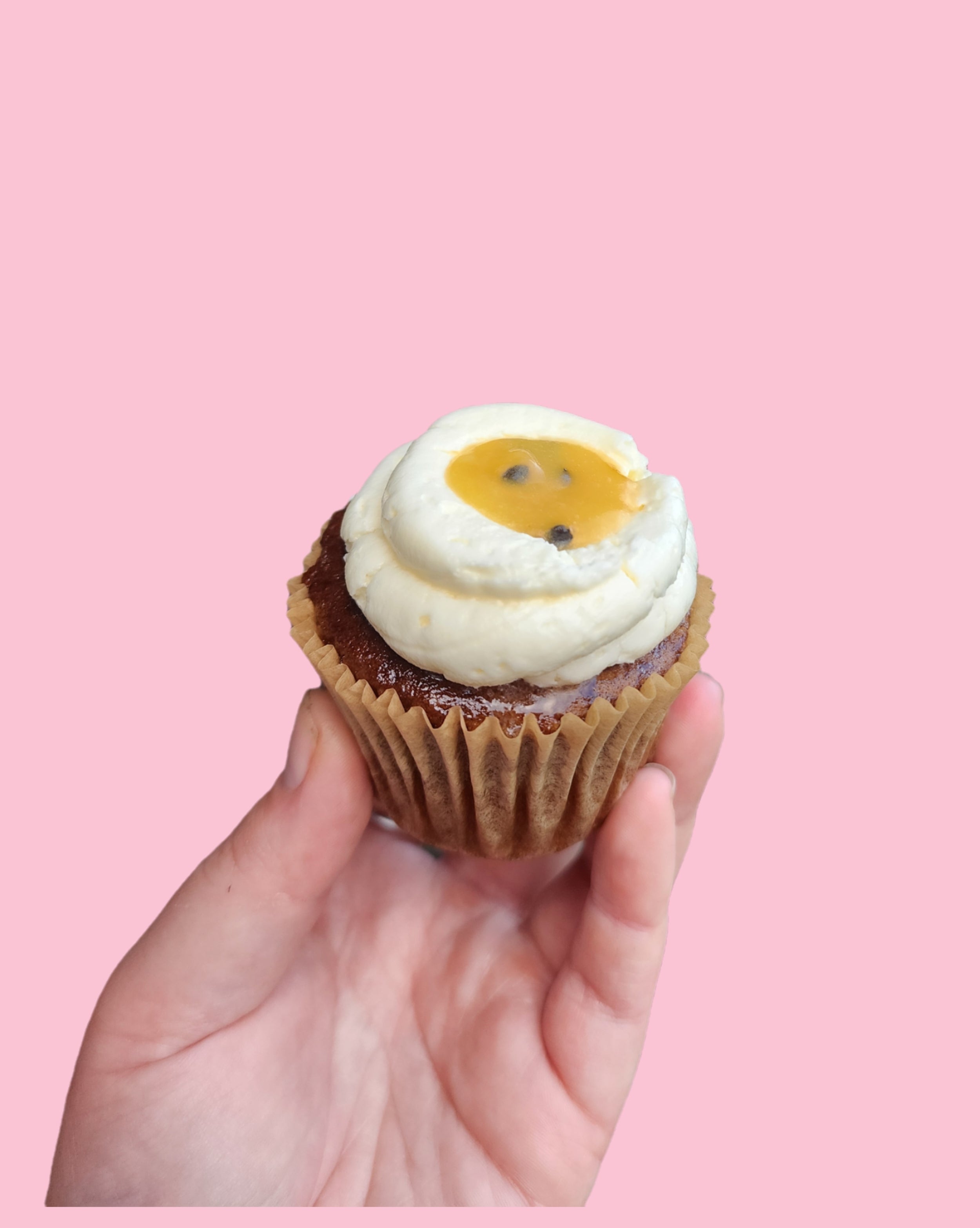 Vanilla and passion fruit custard cupcake (GF + Vegan) – No Moo Co